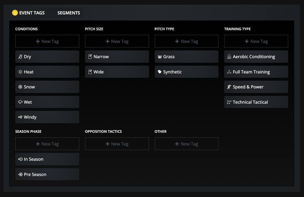 Manage Event Tags and Segments